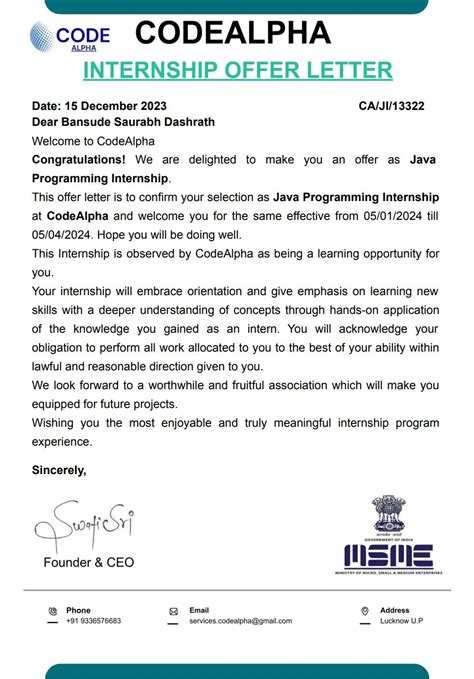 Newbeginnings2024 Codealpha Codealphainternship Javaprogramming Saurabh Bansude