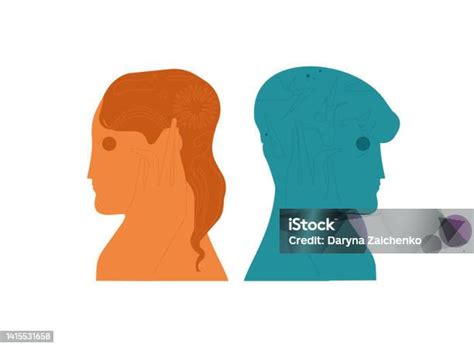 우울하고 절망적 인 사람과 행복하고 희망적인 사람 개념에 대한 스톡 벡터 아트 및 기타 이미지 개념 개발 개성 개념