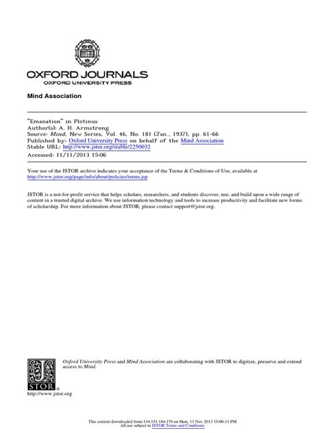 Emanation In Plotinus A H Armstrong Pdf Neoplatonism Philosophical Movements