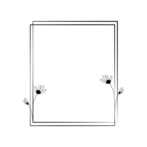 The Rectangular Frame Is Decorated With Flowers In A Minimalist Style Vector Illustration Of