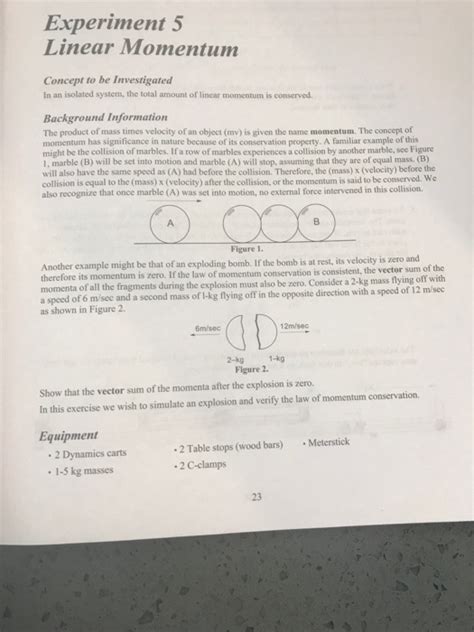 Solved Experiment Linear Momentum Concept To Be Chegg