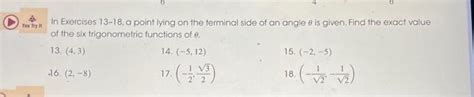 Solved In Exercises A Point Lying On The Terminal Chegg