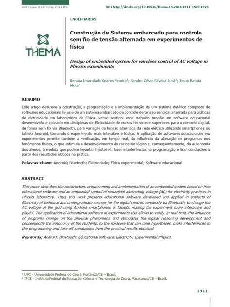 Construcao De Sistema Embarcado Para Controle Sem Pdf Rede Elétrica