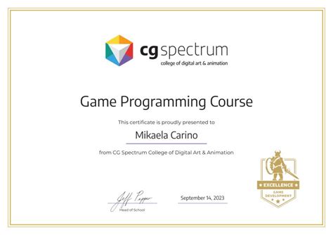 Completed Game Programming Course At Cg Spectrum Mikaela Carino