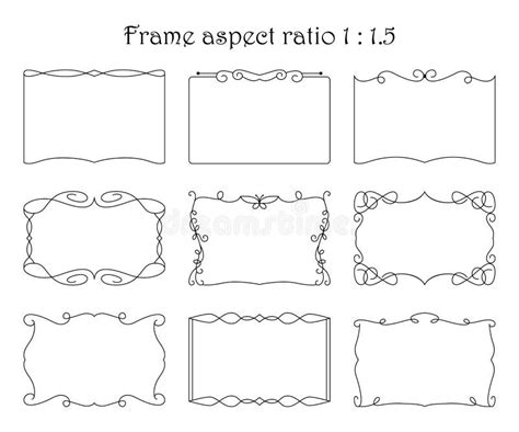 Vector Set Of Rectangular Frames With Simple Vintage Ornament Stock