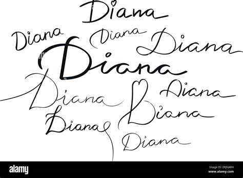 Female Name Diana Written In Different Scripts Girls Name Handwritten