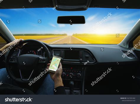 Man Hand Using Gps Navigation Inside Stock Photo Shutterstock