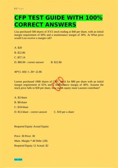 cfp test guide with 100 correct answers cfp certified financial