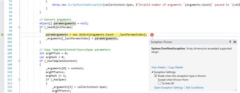 System OverflowException For Functions That Have The TemplateContext And Params As Formal