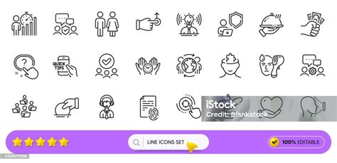 Drag Drop Electronic Thermometer And Shield Line Icons For Web App Pictogram Icon Line Icons