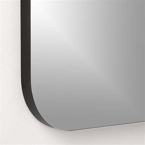 Curve Rectangular Modern Black Wall Mirror 56x24 Reviews Cb2