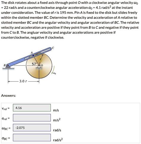 the disk rotates about a fixed axis through point o with a clockwise angular velocity ω0 22
