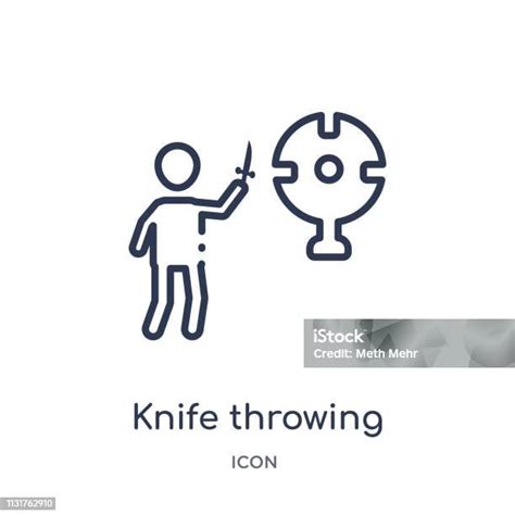 서커스 아웃 라인 컬렉션에서 아이콘을 던지는 선형 나이프 얇은 선 나이프 흰색 배경에 고립 된 벡터를 던지는 나이프 던지는 유행 그림 Performing Arts Event