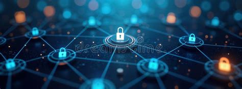 Futuristic Network Illustration Shows Secure Connections Data Protection Cybersecurity Tech