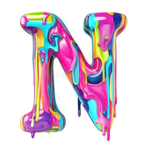 A Colorful, Dripping Letter N Designed with Vibrant Paint Textures ...