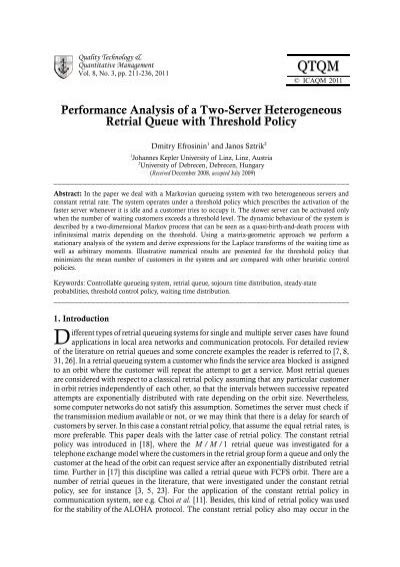 performance analysis of a two server heterogeneous retrial