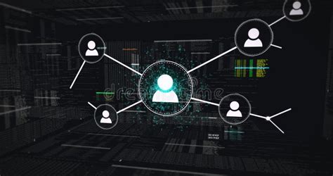 Digital Hacking Network Connection Network Surrounded By Data Code And Numbers Inside A
