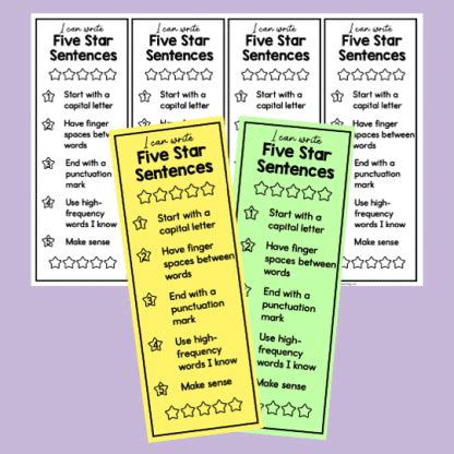 5 Star Sentences Teachie Tings Time Saving Teacher Resources