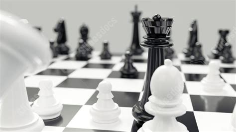 Realistic Chess Stereoscopic Three Dimensional Black And White Powerpoint Background For Free