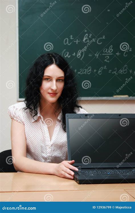Girl At The Lesson With Laptop Stock Image Image Of Notepad Adult 12936799