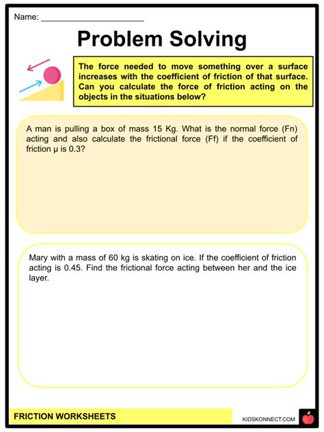 Friction Worksheets And Facts Types Forms Factors