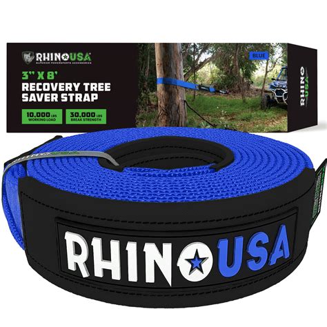 Rhino USA Tree Saver Tow Strap X Lb Break Strength Emergency Recovery Strap