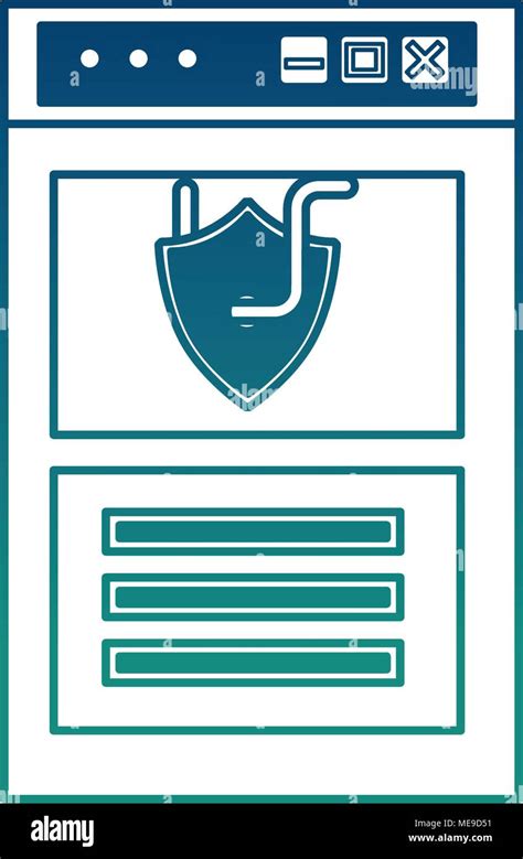Cyber Security Shield Protection Page Data Internet Worm Stock Vector