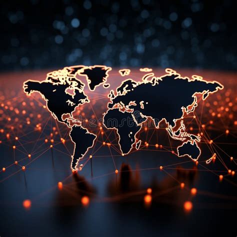 Abstract Representation Of World Map With Lines And Points Overlay Stock Illustration