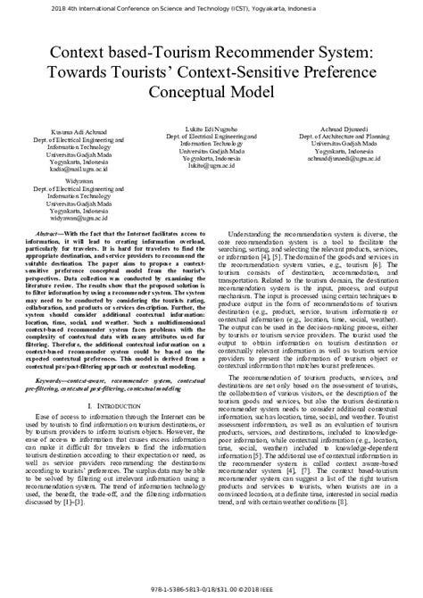 Pdf Context Based Tourism Recommender System Towards Tourists Context Sensitive Preference