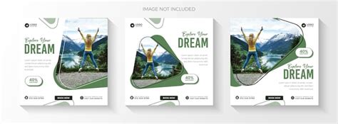 사진 팩 여행 소셜 미디어 게시물 및 모험 프로모션 배너 템플릿 프리미엄 벡터