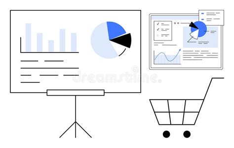 Data Analytics And E Commerce Concept With Charts Graphs And Shopping