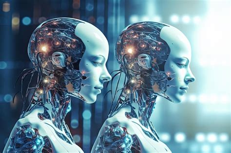 Premium Photo Face Of Robot Machine Deep Learning And Data Mining And