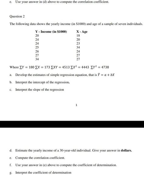 solved e use your answer in d above to compute the