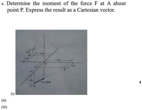Solved Determine The Moment Of The Force F At A About Point P Express The Result As A Cartesian