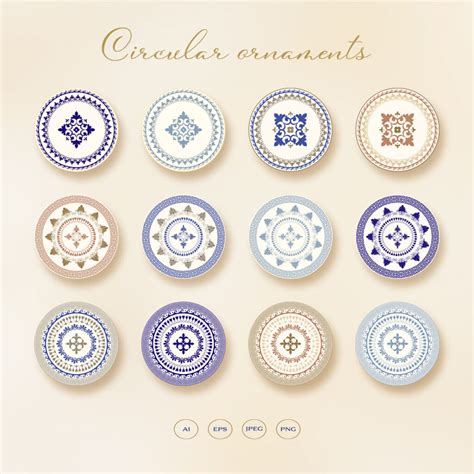 Set Of Seamless Patterns Circular Ornaments And Frames In A Modern