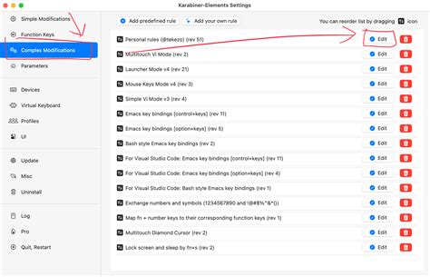 Edit Complex Modifications Karabiner Elements