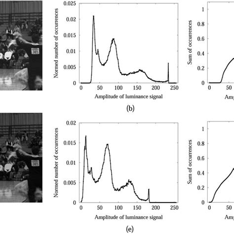 example histograms of the luminance component for a reference image