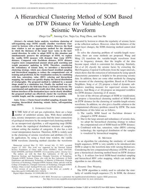 Pdf A Hierarchical Clustering Method Of Som Based On Dtw Distance For