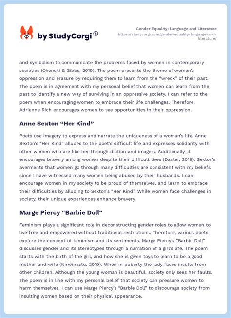 Gender Equality Language And Literature Free Essay Example