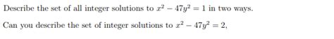 solved describe the set of all integer solutions to