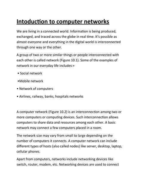 Intoduction To Computer Networks Pdf Computer Network Local Area