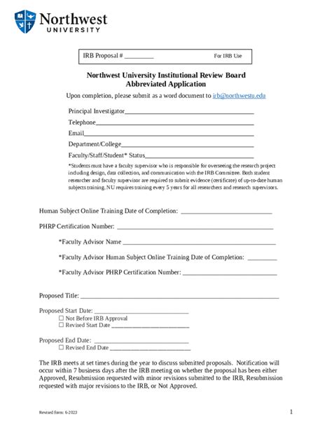 Irb Proposal Extension Docx Eagle Northwestu Doc Template Pdffiller