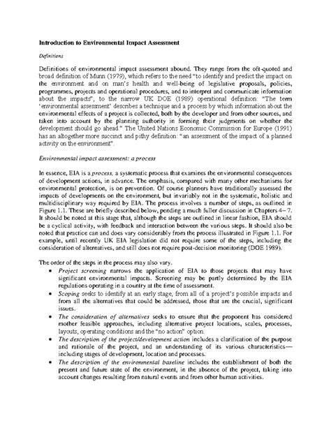 Environmental Impact Assessment Ii Process Definitions And