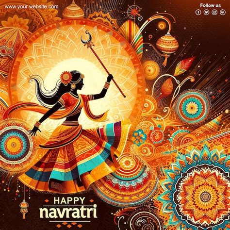 Psd Happy Navratri Social Media Poster Template Premium Ai Generated Psd