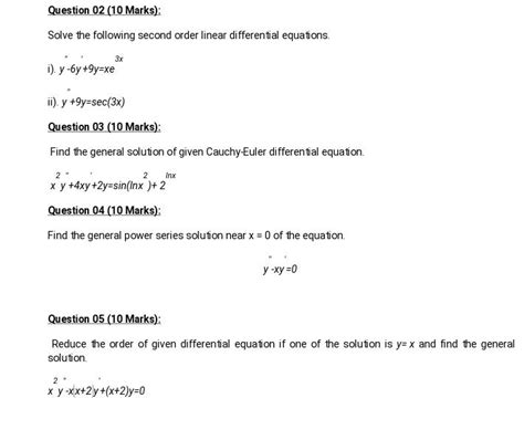 Solved Question 02 10 ﻿markssolve The Following Second