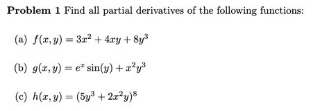 Solved Problem Find All Partial Derivatives Of The Chegg