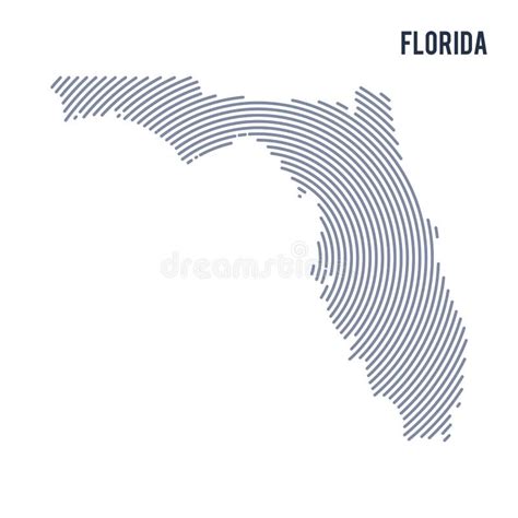 Vector Abstract Hatched Map Of State Of Florida With Spiral Lines Isolated On A White Background