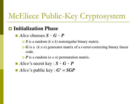 Ppt Mceliece Public Key Cryptosystem Powerpoint Presentation Free