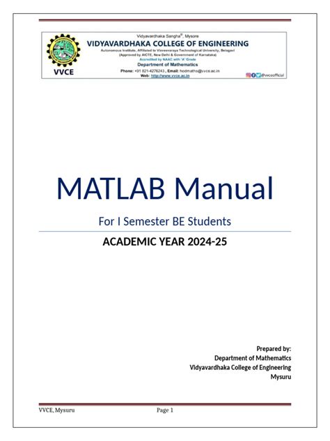Matlab Manual 1st Sem 24 25 Pdf Matrix Mathematics Matlab