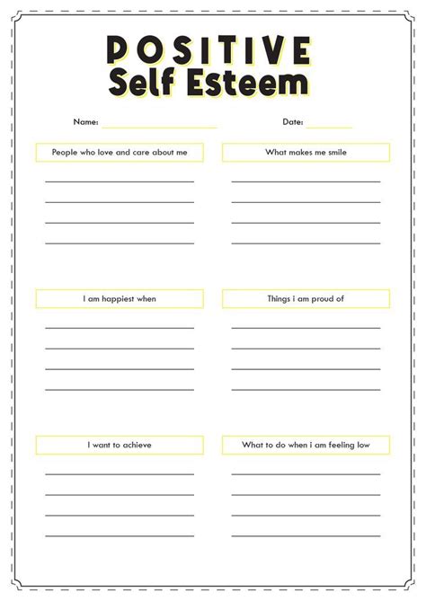 Positive Thinking Worksheets Printable Self Esteem Worksheets Self
